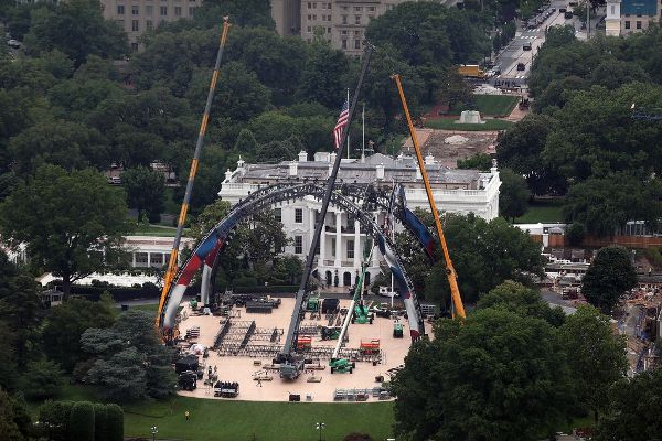 UFC fighting cage under construction on White House lawn