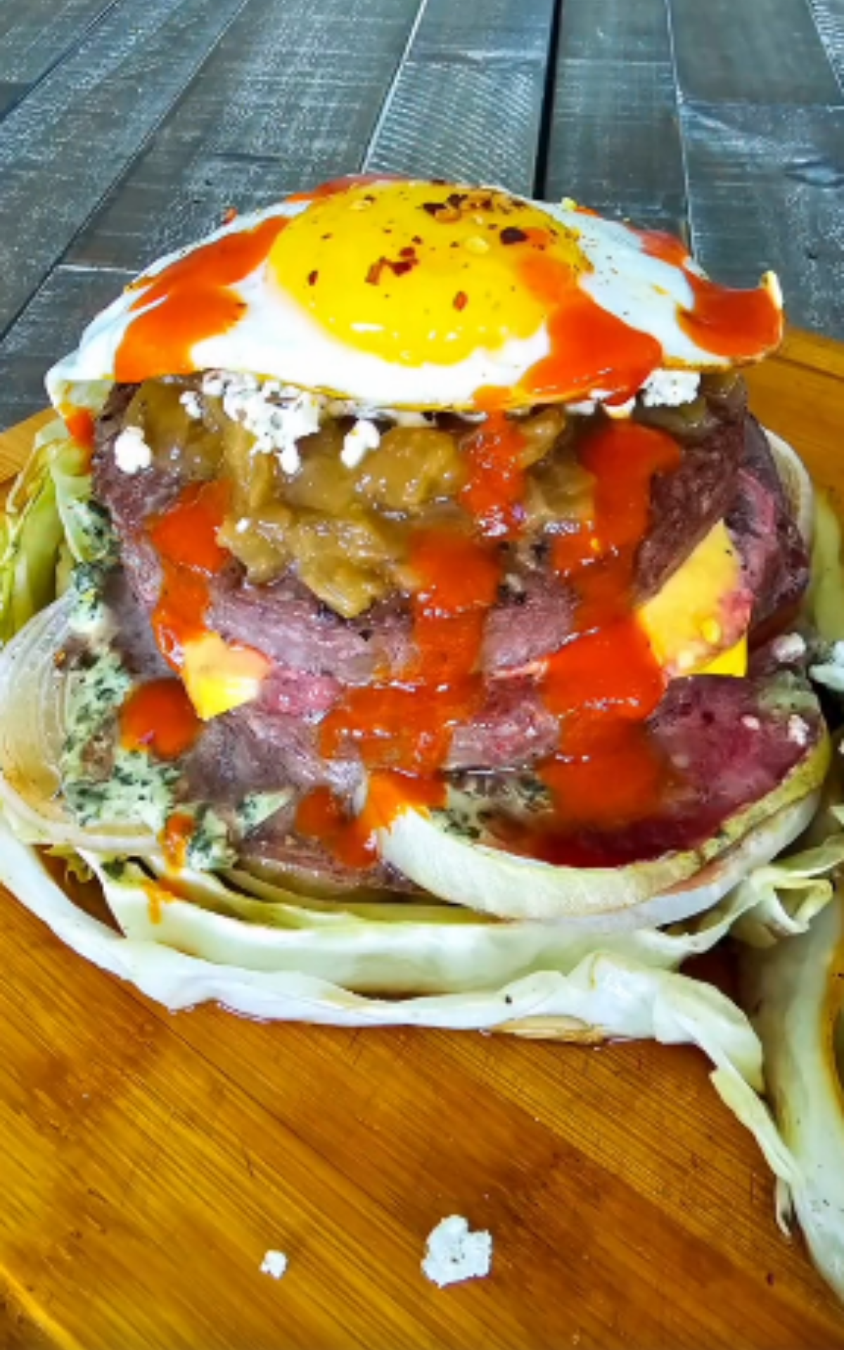 Bison burger cabbage stacks: Healthy alternative to classic beef burgers