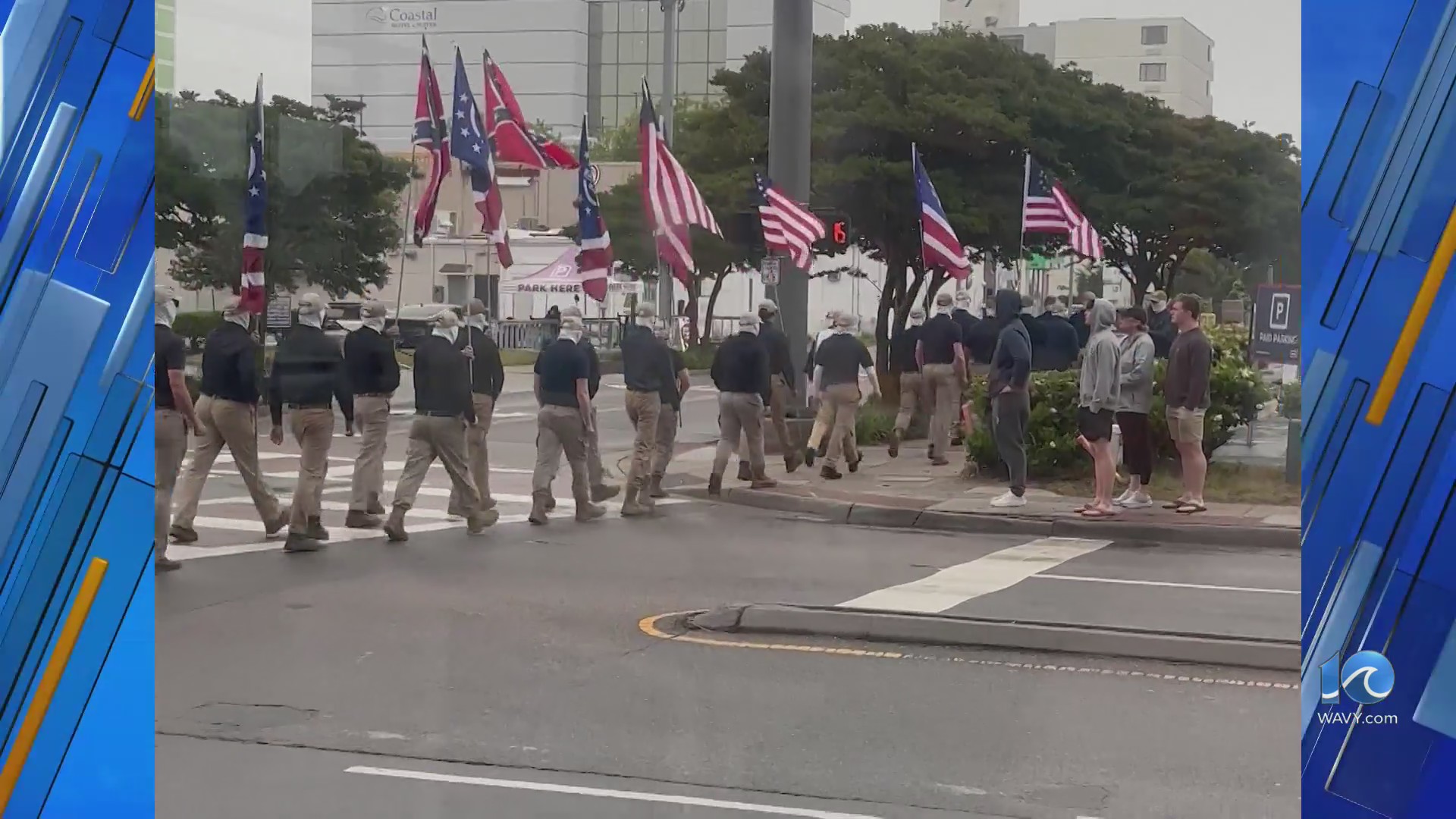 A white supremacist group marched near the Virginia Beach oceanfront on ...