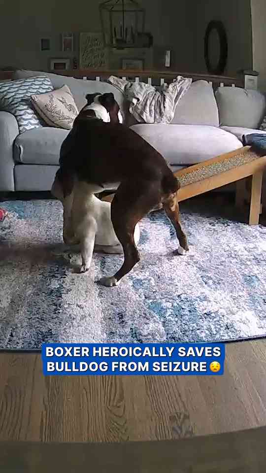Boxer dog rushes to comfort French bulldog during seizure