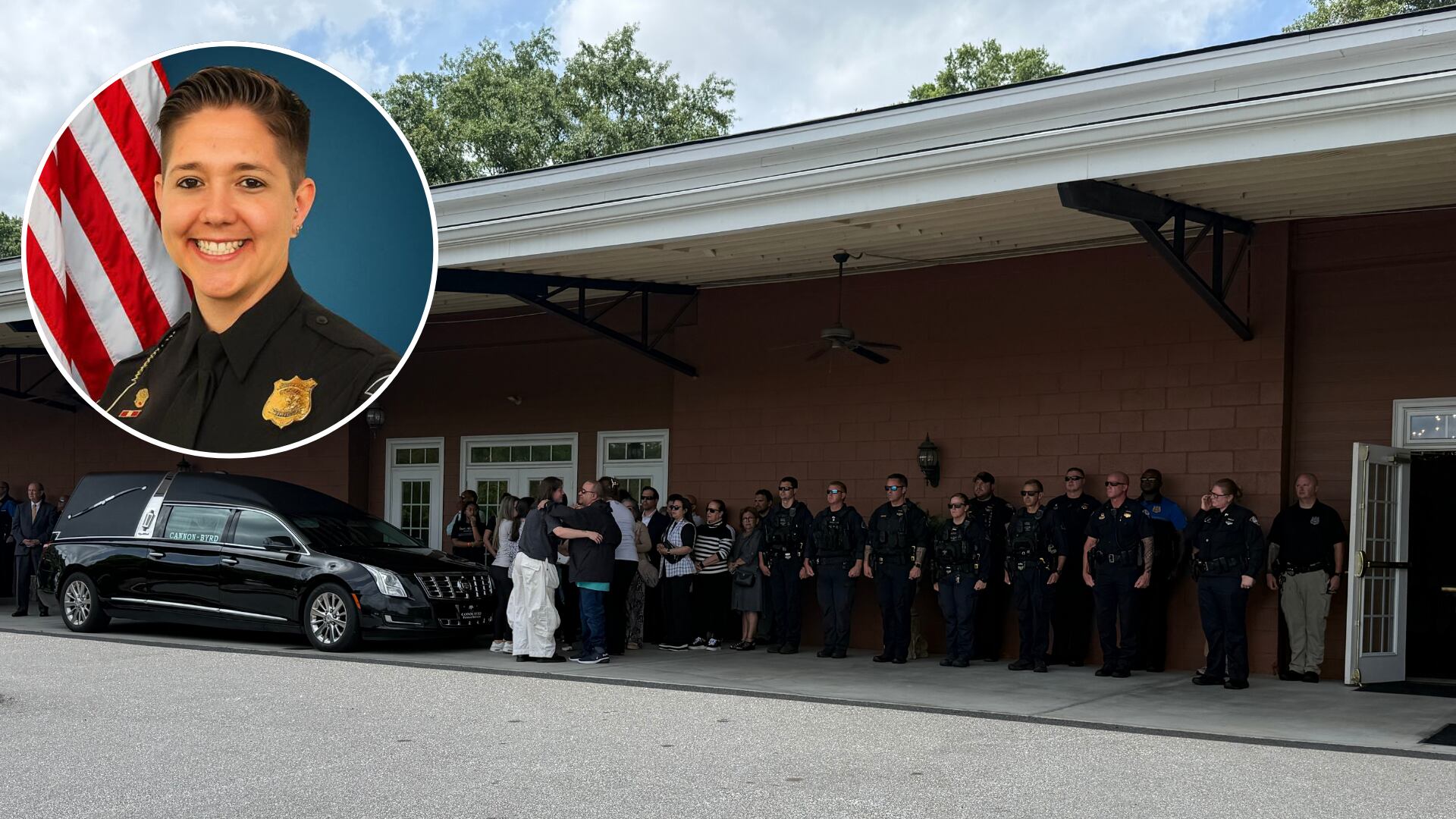 Procession for Greenville officer Ashley Munoz arrives at funeral home