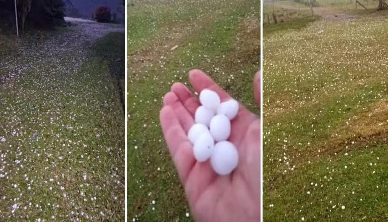 Chuva com granizo cobre cidades de gelo no RS e PR; veja imagens