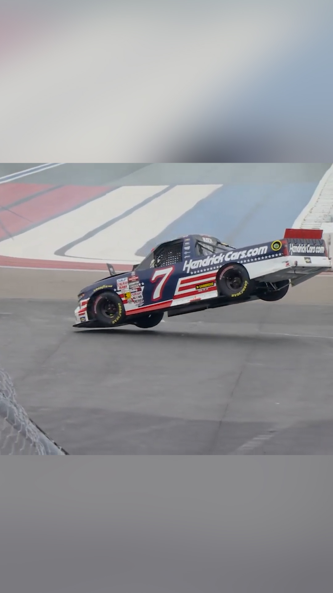 Corey Day goes airborne in Kyle Busch's NASCAR truck