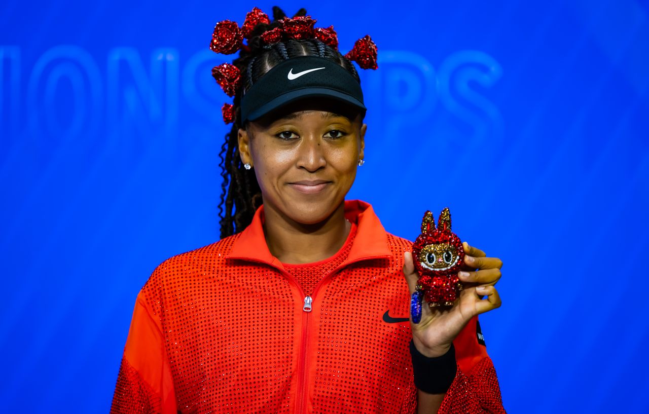Naomi Osaka sparkles in custom beaded corset top and semi-sheer pleated ...