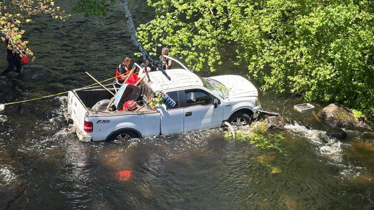 Driver rescued from pickup truck that landed in water in North Smithfield