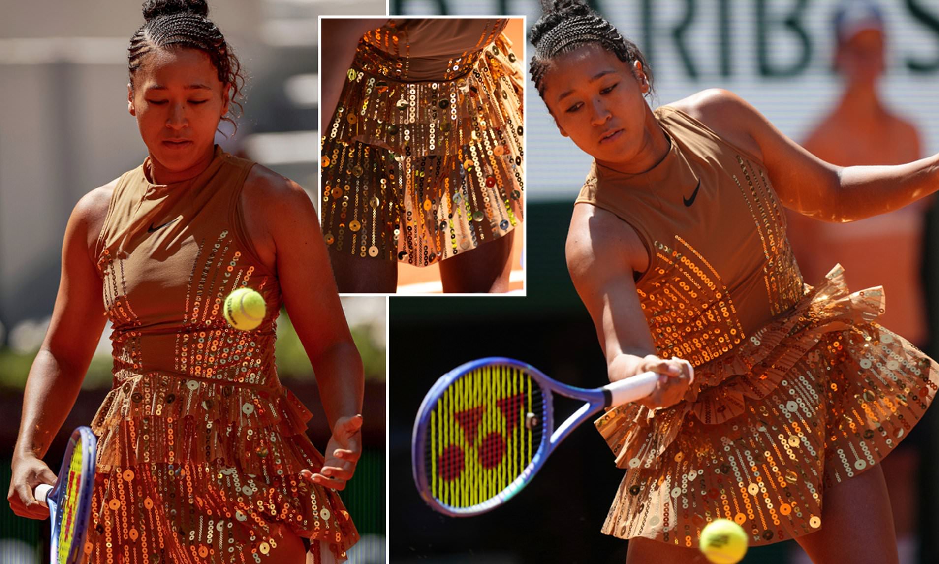 Naomi Osaka stuns spectators at French Open after revealing custom gold ...