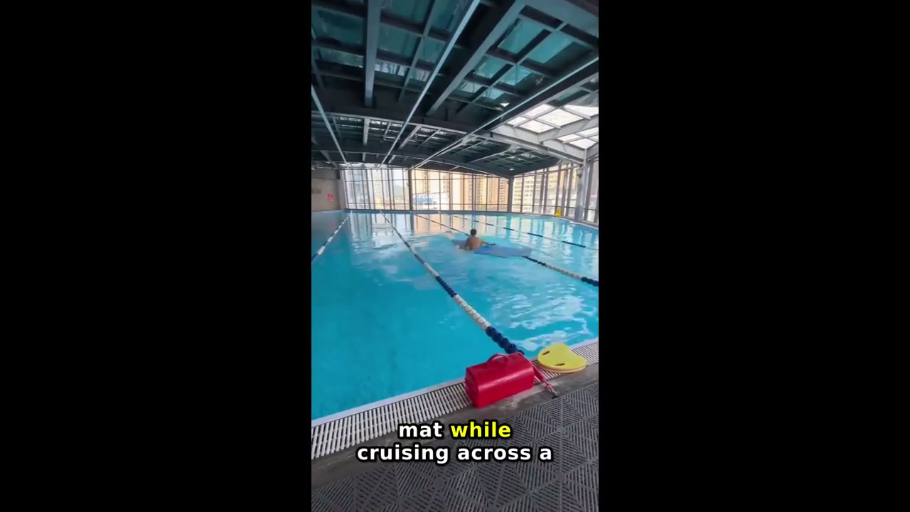 Hilarious pool fail: Rider falls off floating mat!