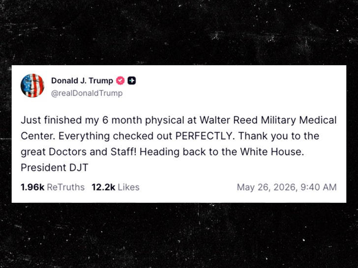 President Donald Trump undergoing another medical assessment at Walter Reed