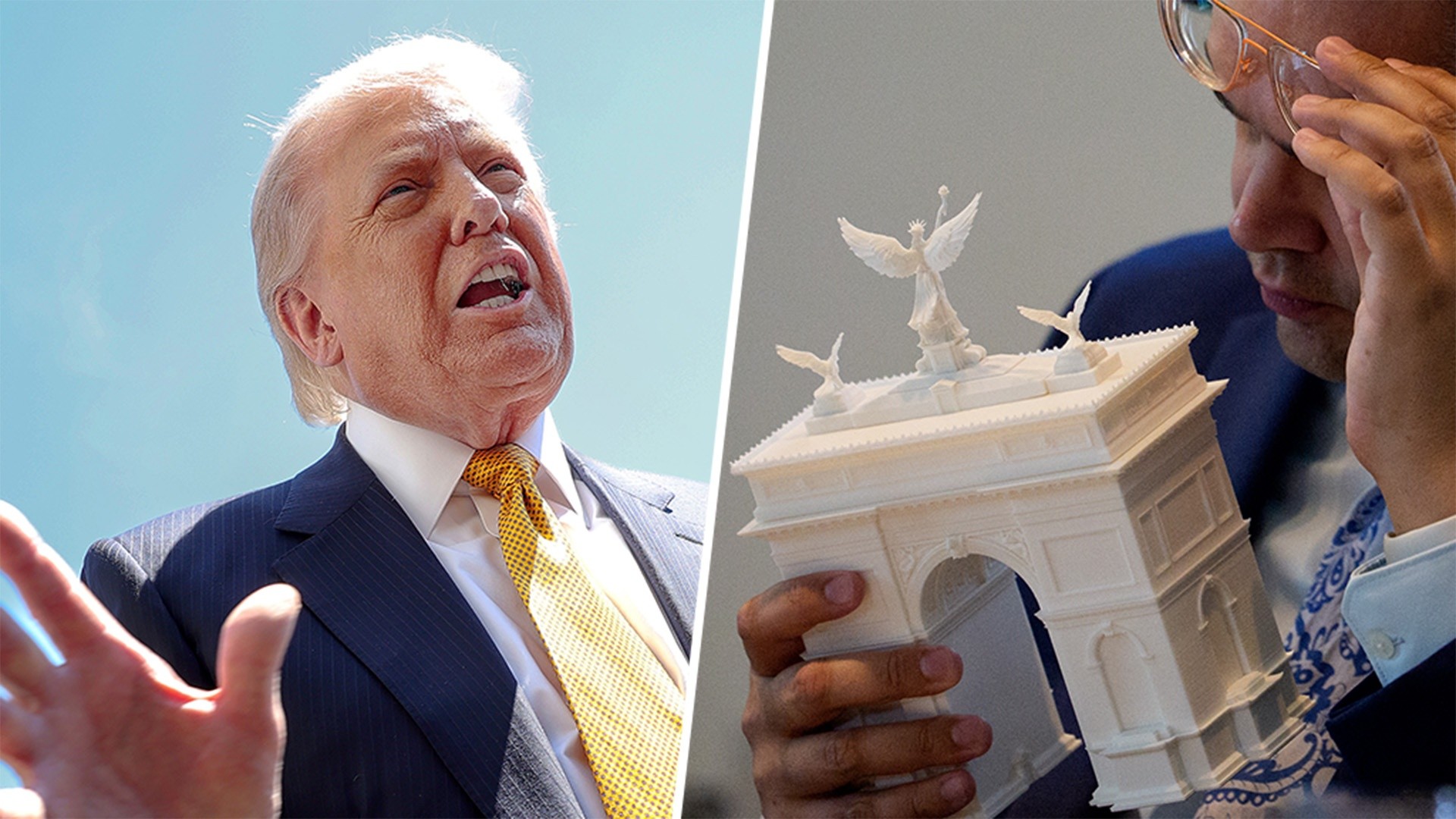 Activists protest construction of Trump’s proposed triumphal arch