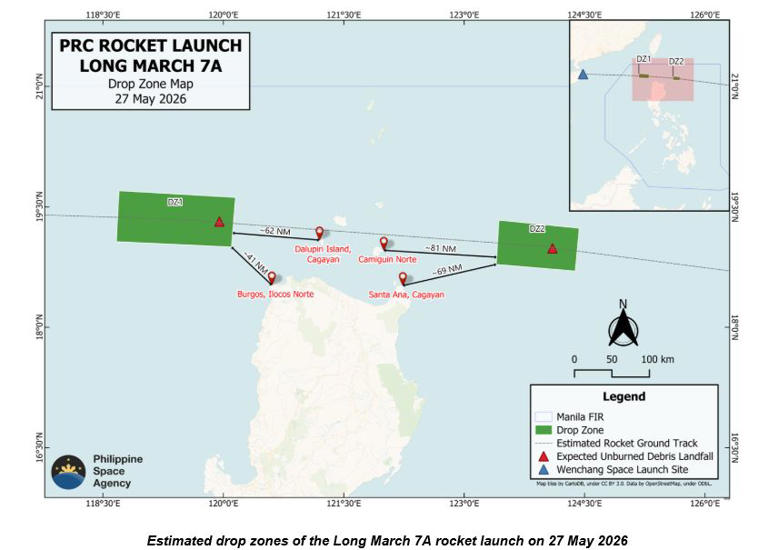 PhilSA warns public of Chinese rocket debris falling in waters off ...