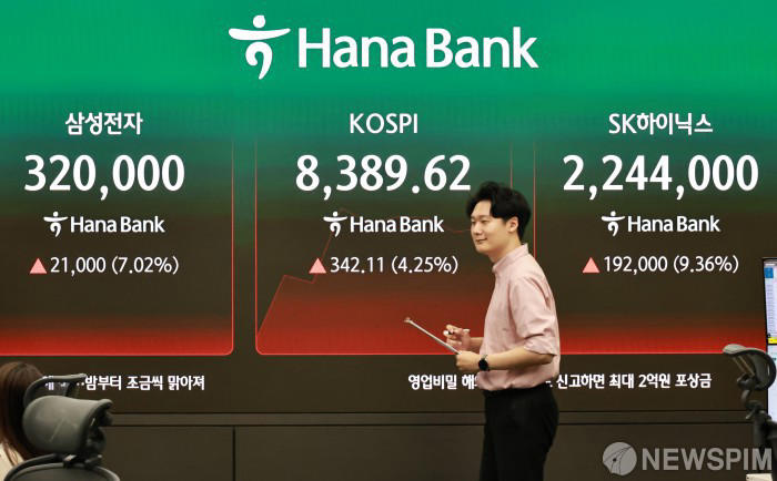 코스피 8389... 삼성전자 32만원... SK하이닉스 224만원 돌파하며 출발