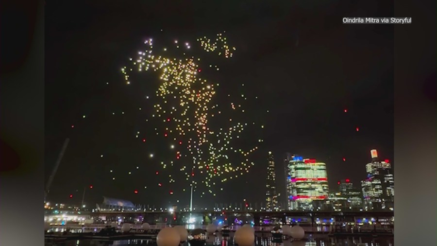 Australian drone show fails as nearly 90 fall into water