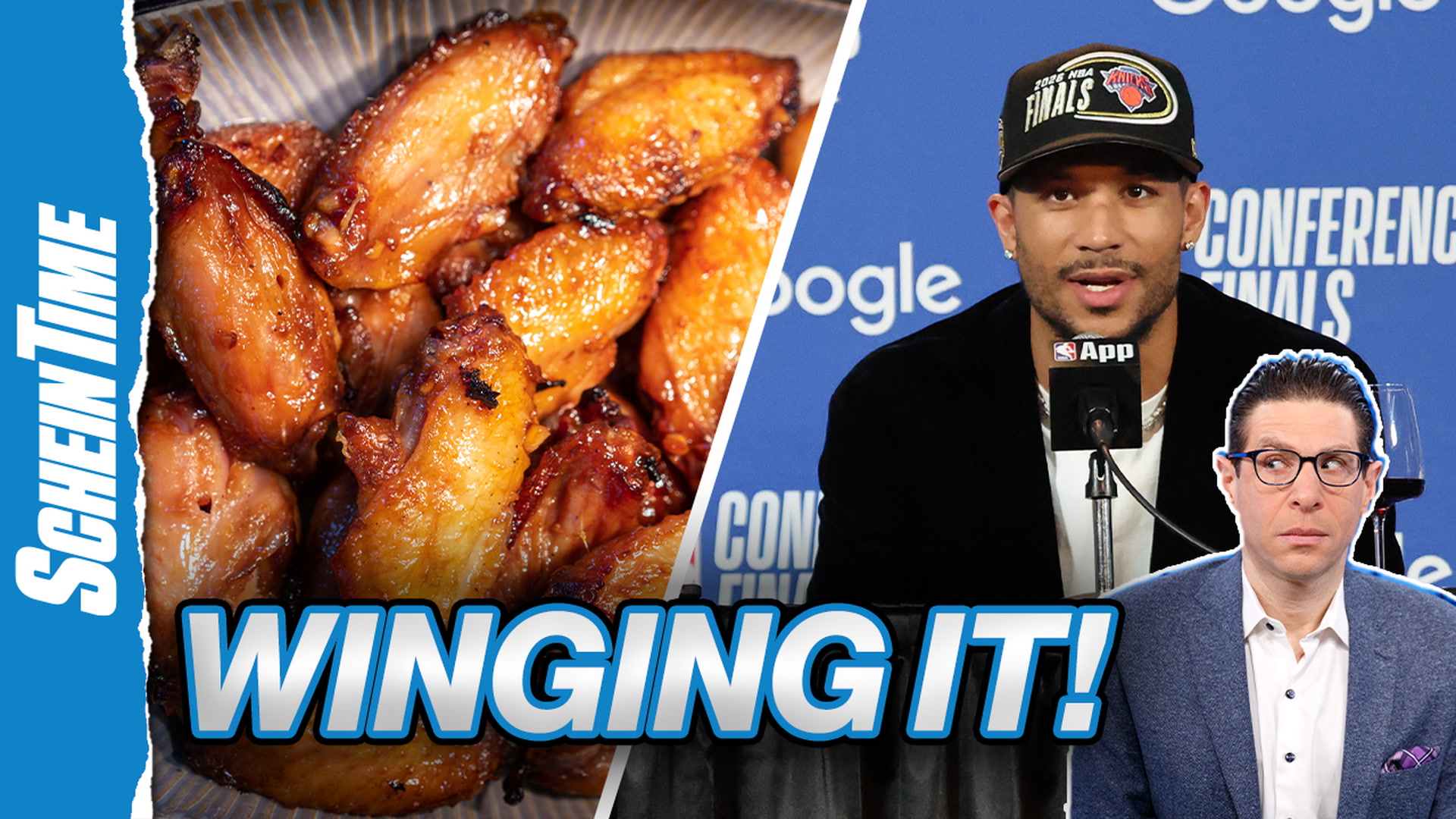 Eating chicken wings during Knicks postgame?