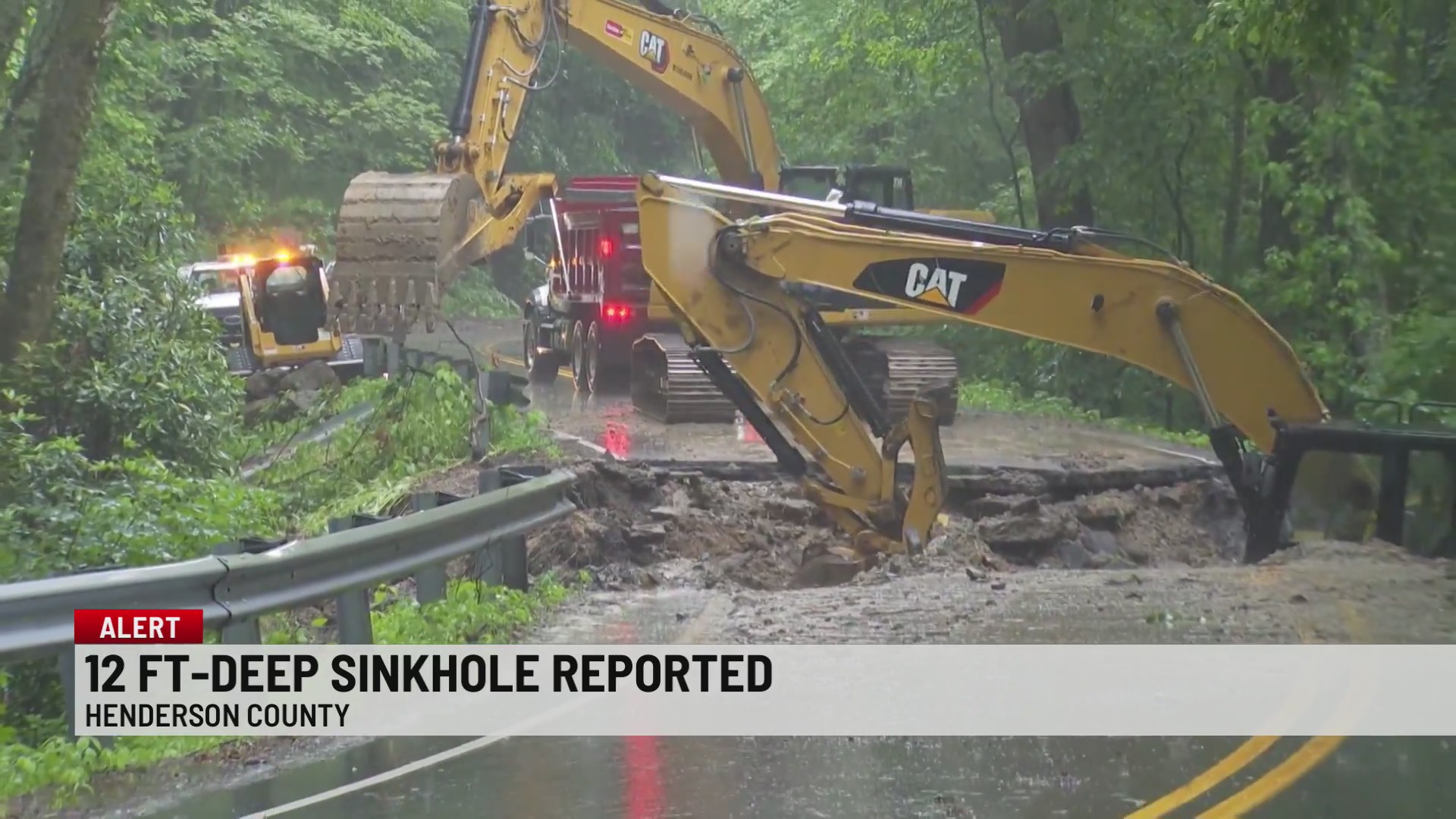 12-foot-deep sinkhole among rainstorm damage in western North Carolina