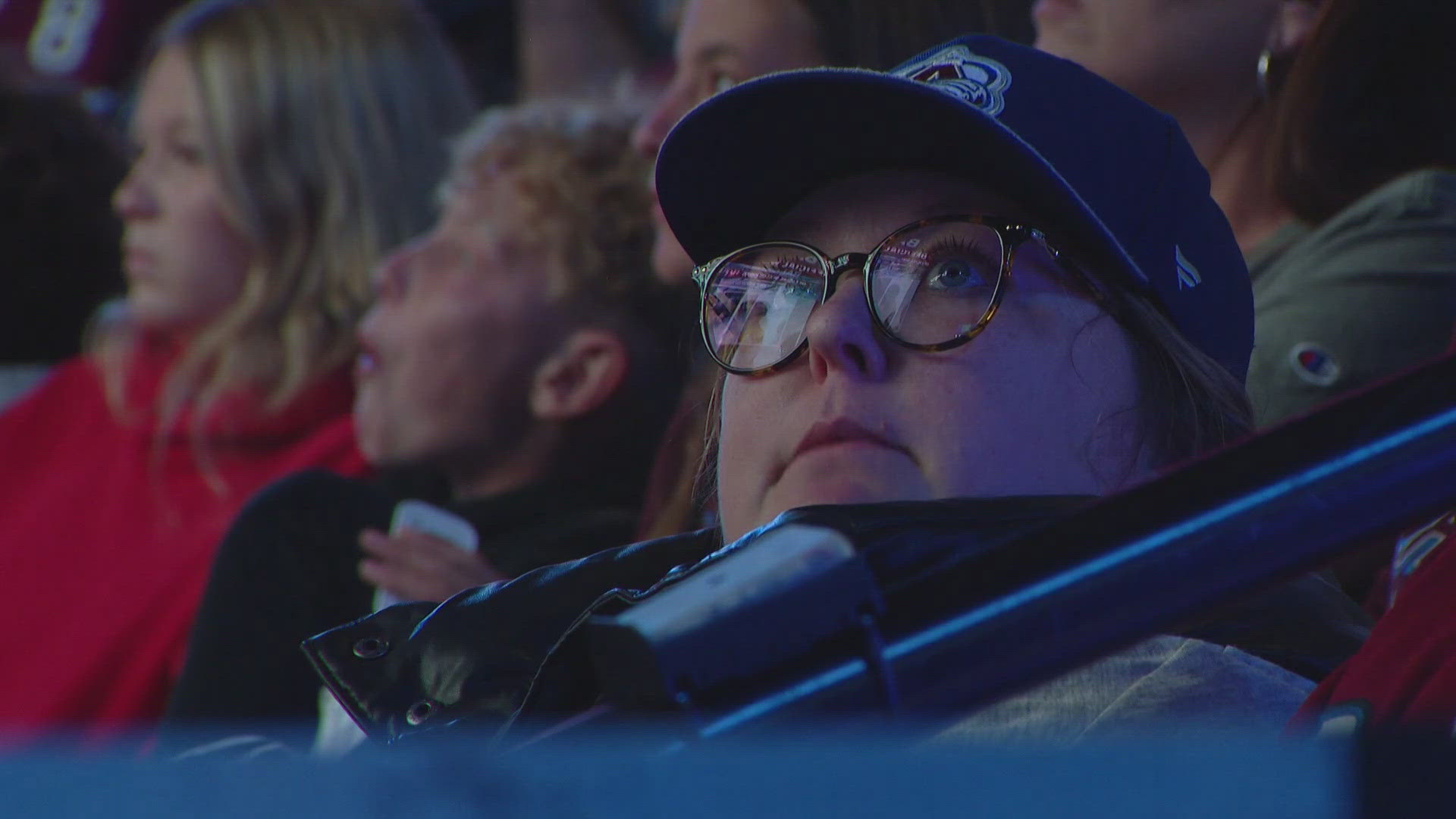 Avs fan anxiously watch Game 4 from Ball Arena