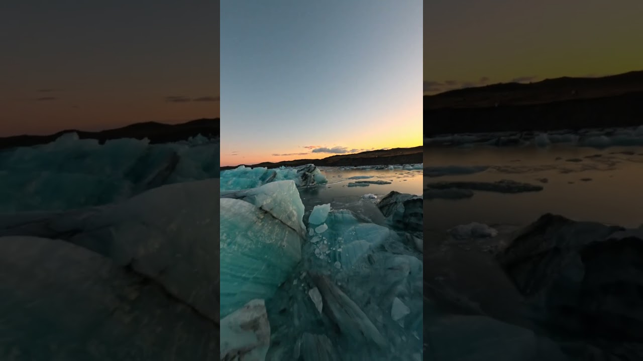 Drone flies over glacial lagoon 🚁 #fpv #iceland #glacier