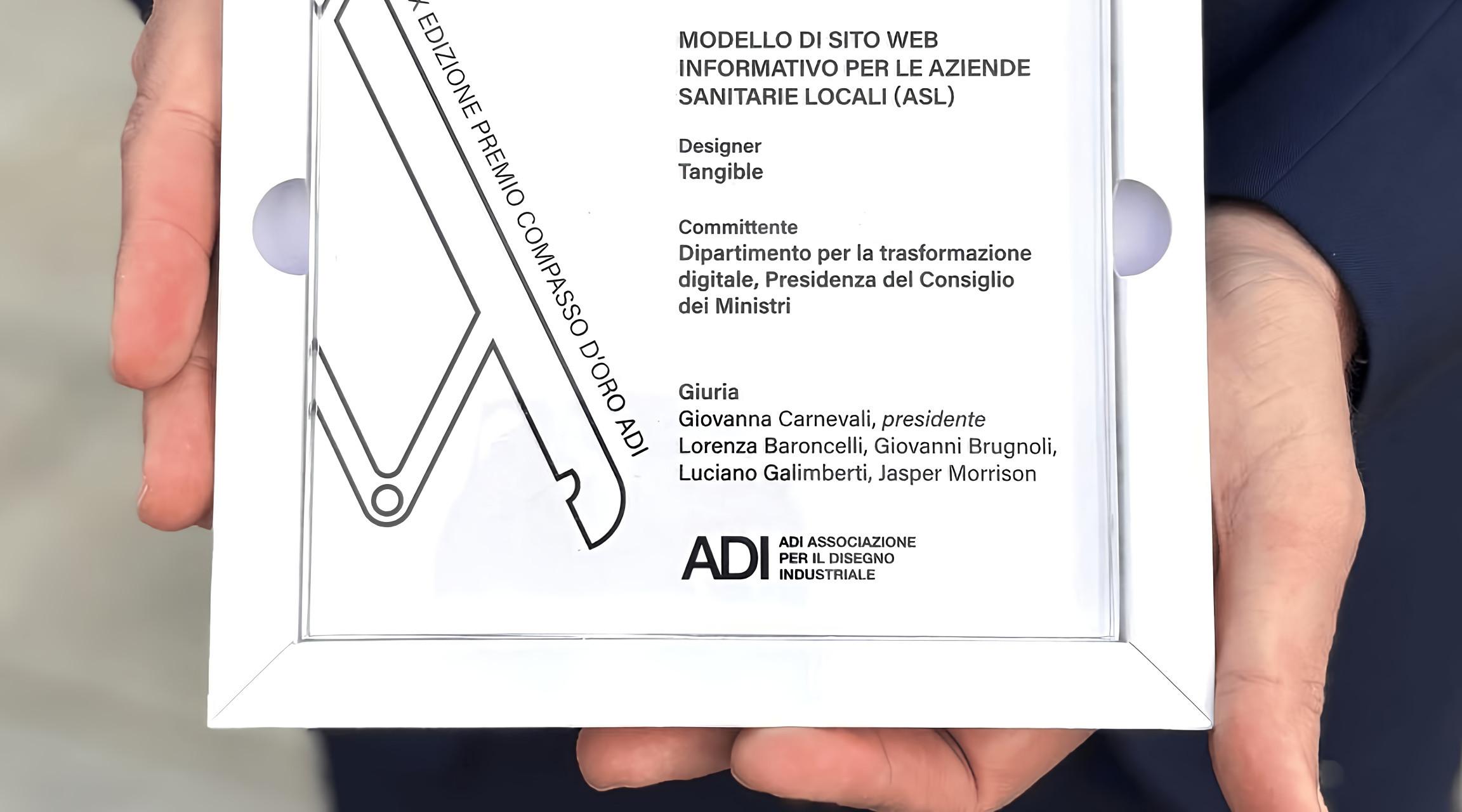 Premio Compasso d’Oro, menzione d’onore per Tangible