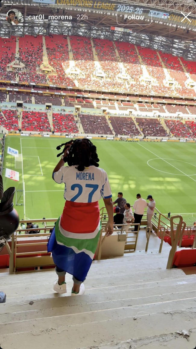 Carol Morena celebrates Thapelo's CAF Champions League victory
