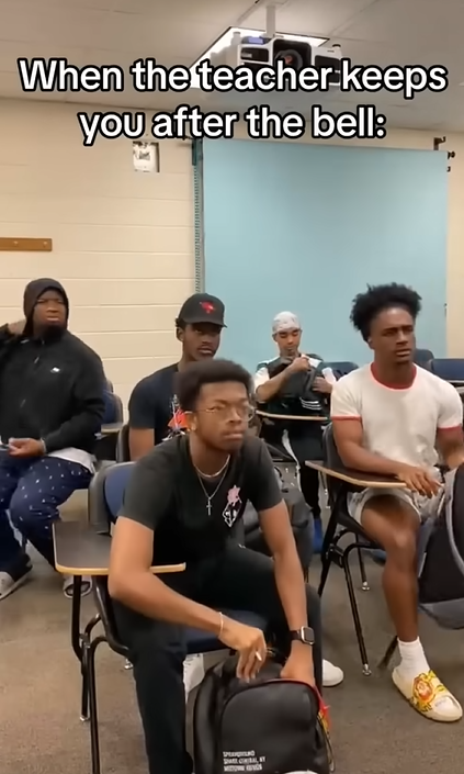 When the teacher keeps you after the bell rings 🛎️🤨 and everyone starts ...