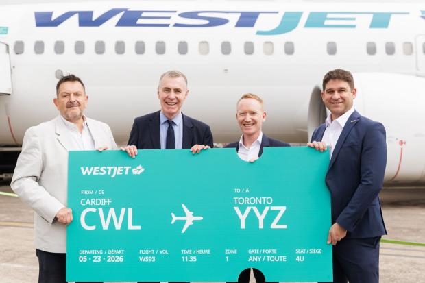 New transatlantic flight lands at Cardiff Airport