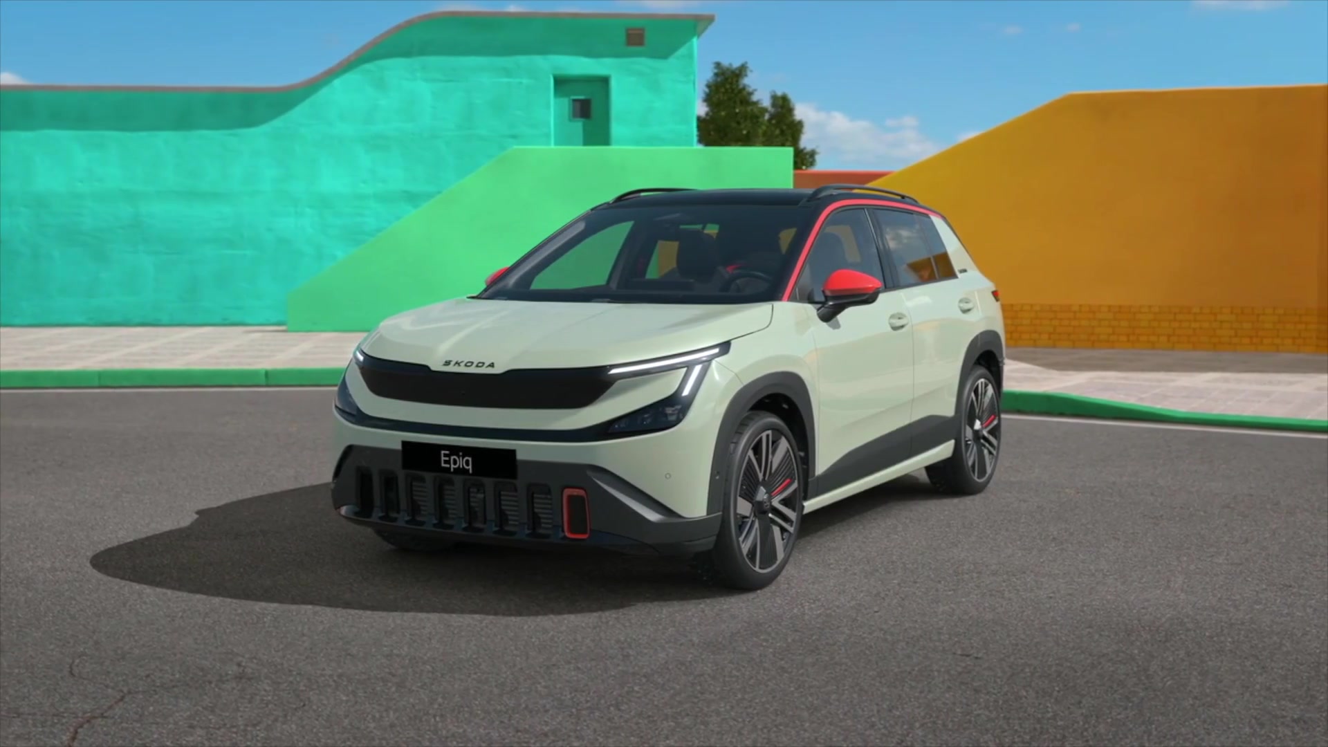 All-electric Skoda Epiq design preview in green