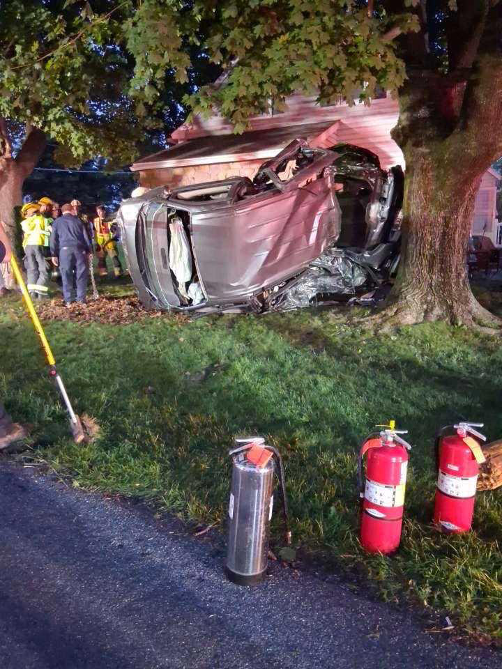 Photos show car crash into tree in Elizabeth Township