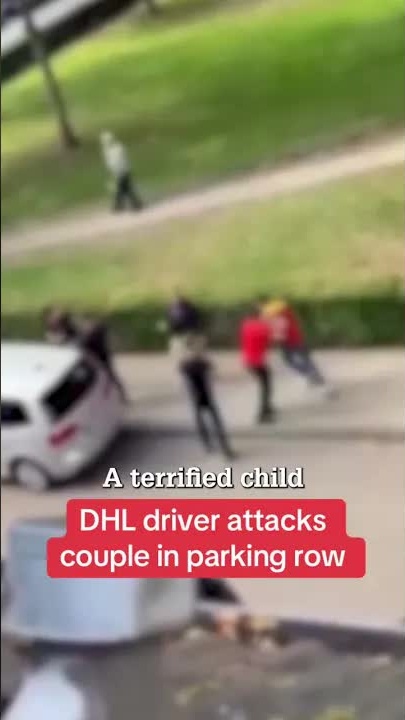 Shocking moment DHL driver attacks couple in parking row