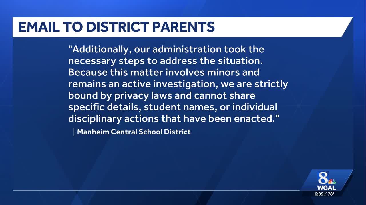 Investigation into incident at Manheim Central School District continues