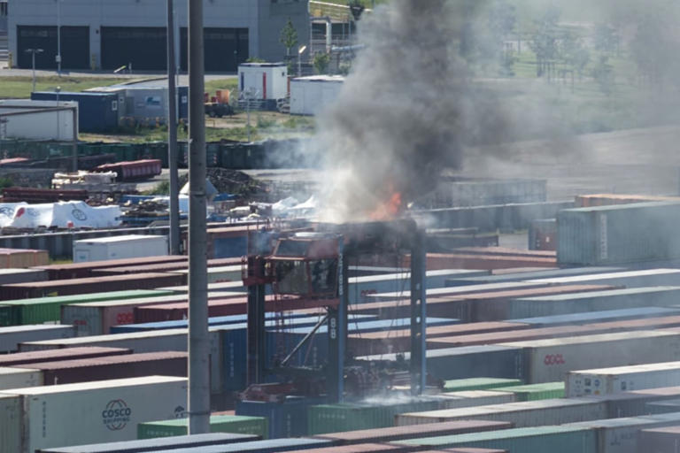 Großeinsatz im Hamburger Hafen: Feuer auf Container-Terminal