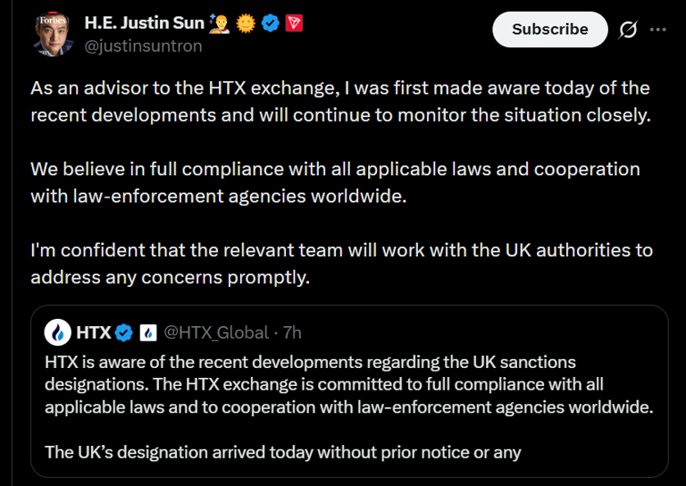 Crypto billionaire Justin Sun promises 'full compliance' after crypto ...