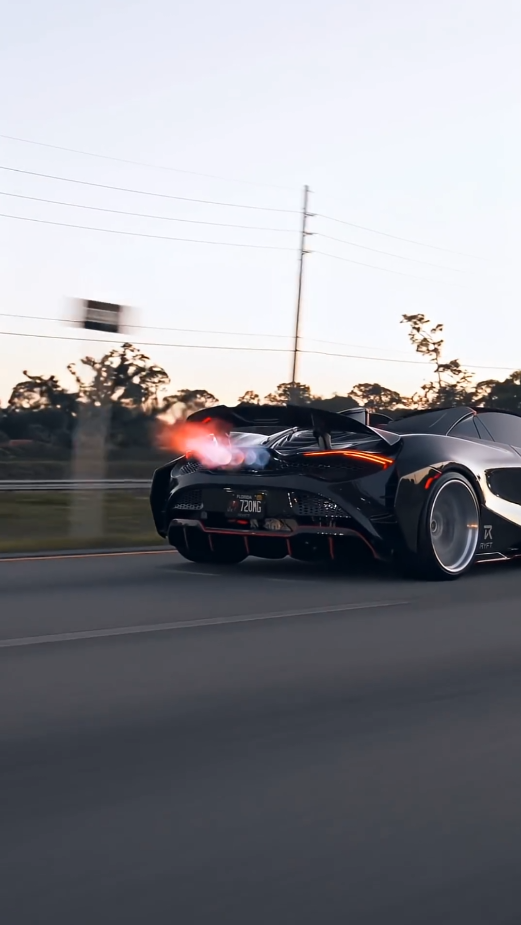 McLaren 720S shooting flames on the street