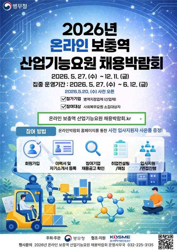 병무청, 온라인 보충역 산업기능요원 채용박람회 개최