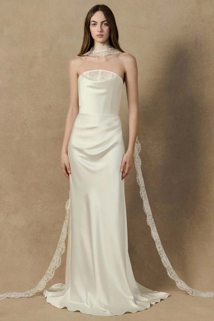 40 effortlessly elegant neck scarf wedding dresses to inspire