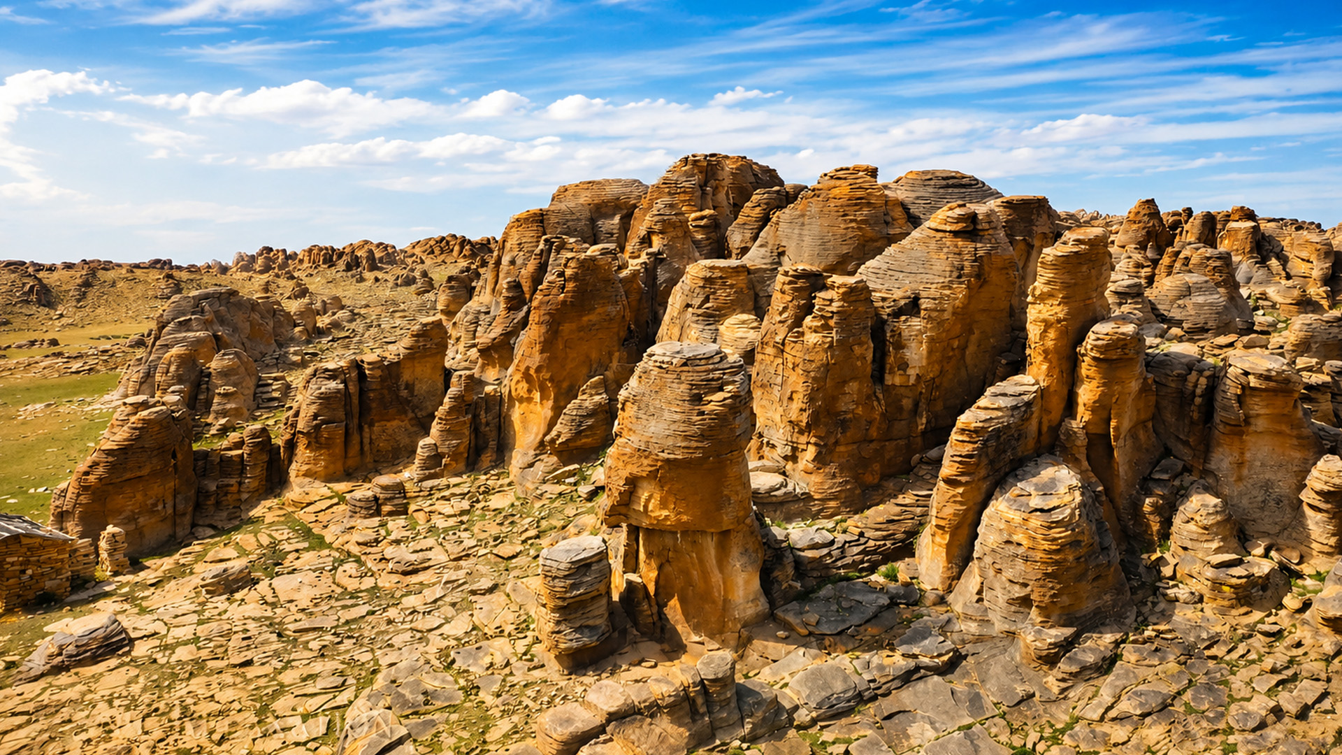Un deserto pieno di strane formazioni di pietra