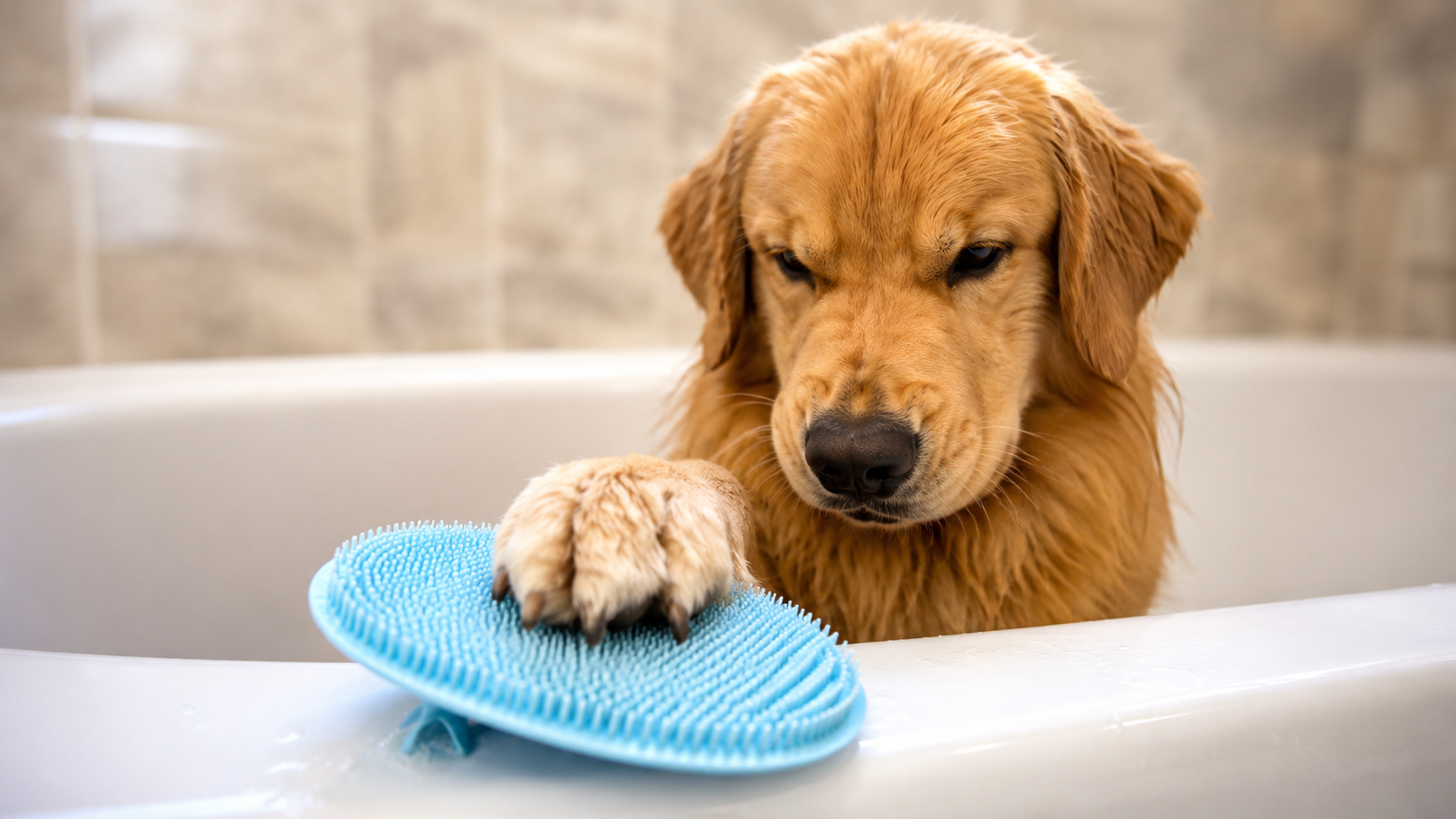 My dog found the bath time enemy