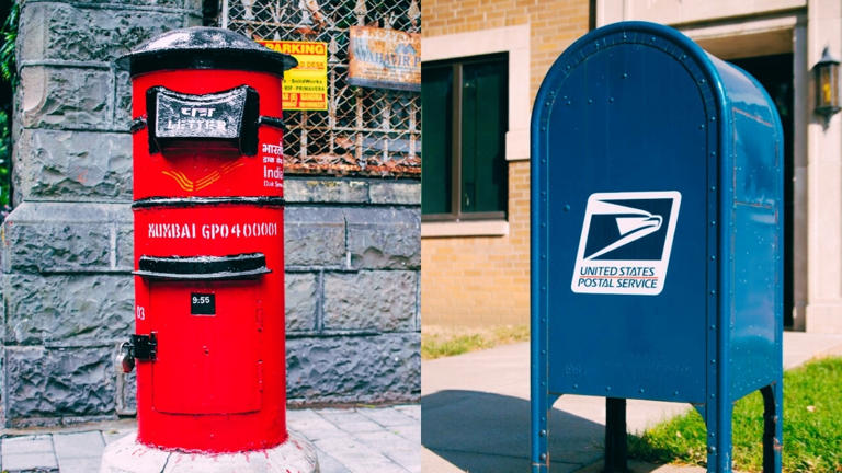 Why does India use red post boxes while the US uses blue ones?