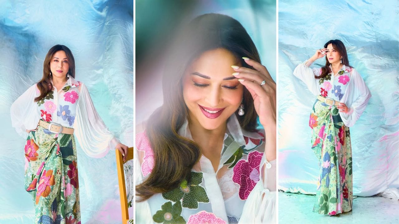 Madhuri Dixit turns heads in pastel floral outfit with elegant sheer ...