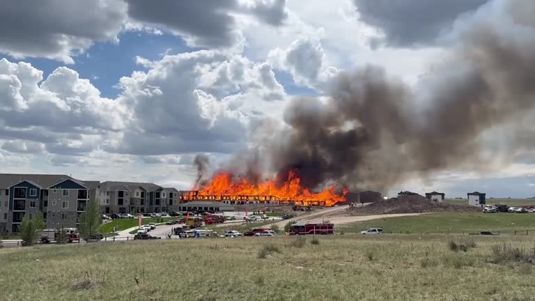 Flames, smoke rise from massive blaze at Wyoming construction site