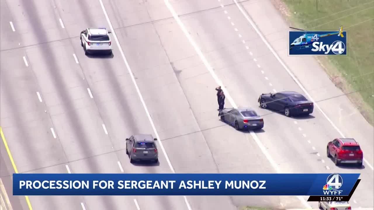 Procession honors fallen Greenville Police Sergeant Ashley Munoz