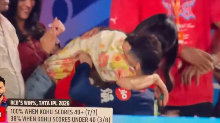 Virat Kohli rushes to hug Anushka Sharma after RCB storm into IPL 2026 ...