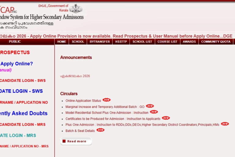 Kerala HSCAP Plus One admission 2026 begins at hscap.kerala.gov.in ...