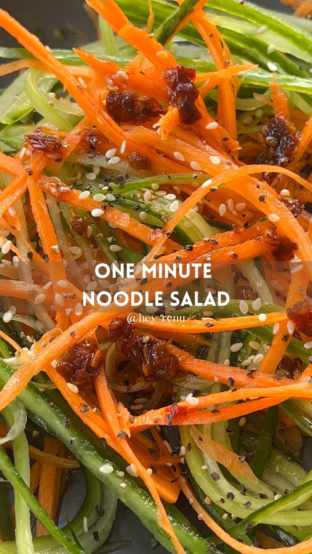 1 minute spicy noodles with a fresh carrot cucumber salad
