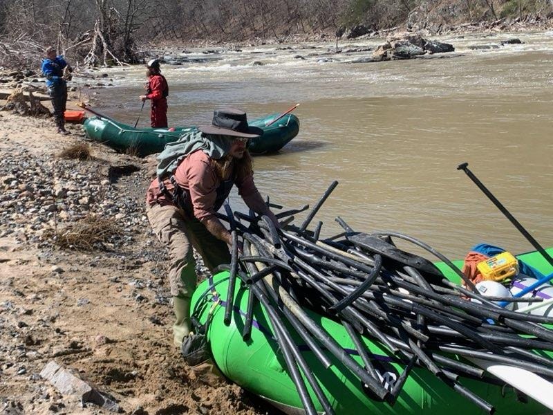 Asheville group urges owner to clean up PVC pipe in French Broad River