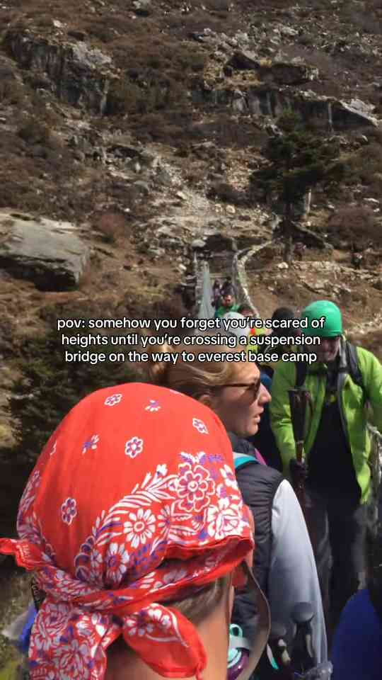 Crossing the Everest Base Camp suspension bridge feels unreal