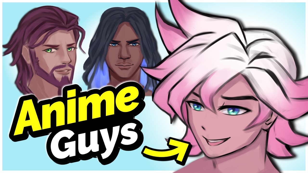 Draw male anime faces from semi‑realistic to super stylized