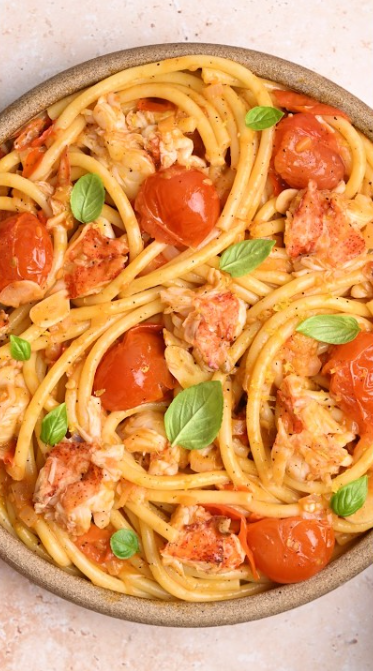 Spicy Calabrian chile lobster pasta bold & creamy seafood delight