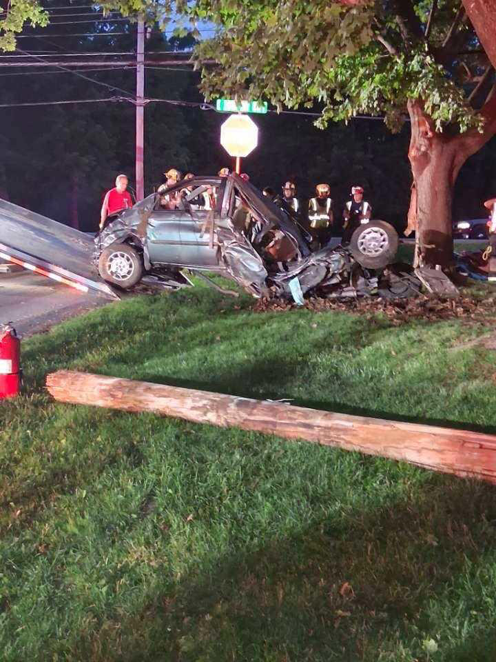 Photos show car crash into tree in Elizabeth Township