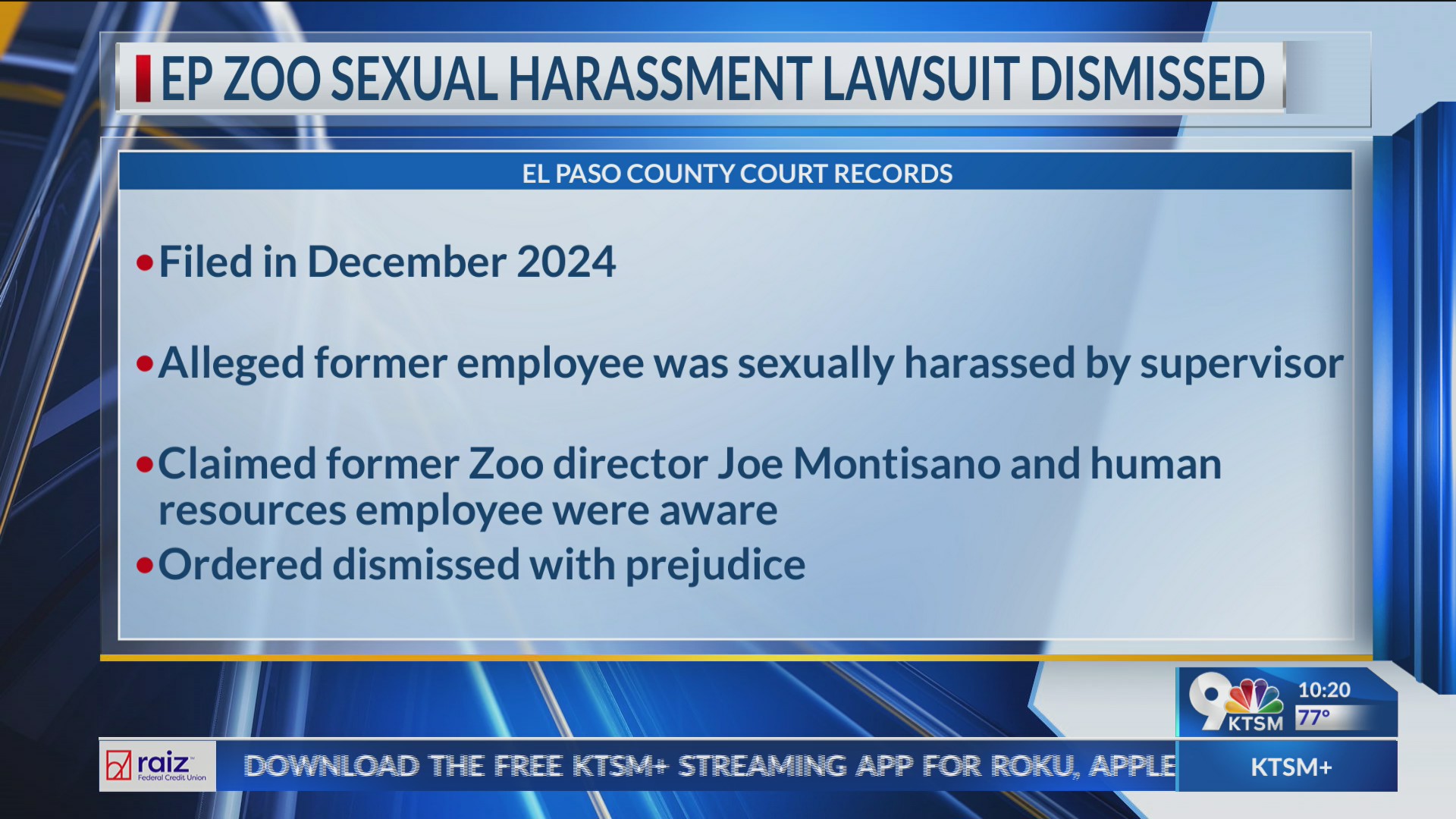 Zoo worker's harassment suit dismissed