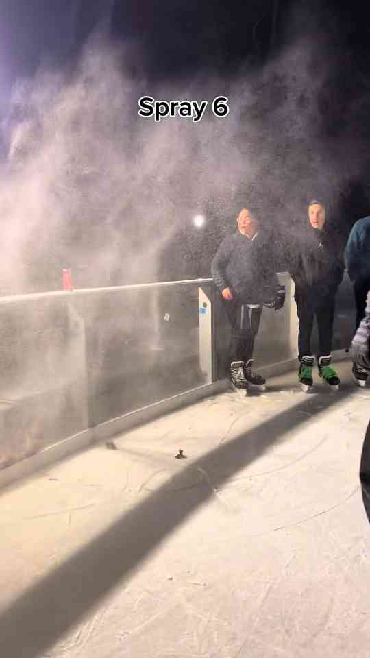 Who can knock down the Red Bull can with an ice spray?
