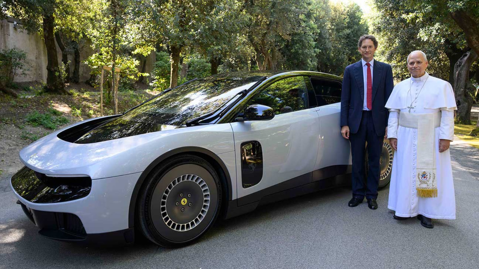 Watch: Pope Leo XIV examines Ferrari's controversial Luce electric car